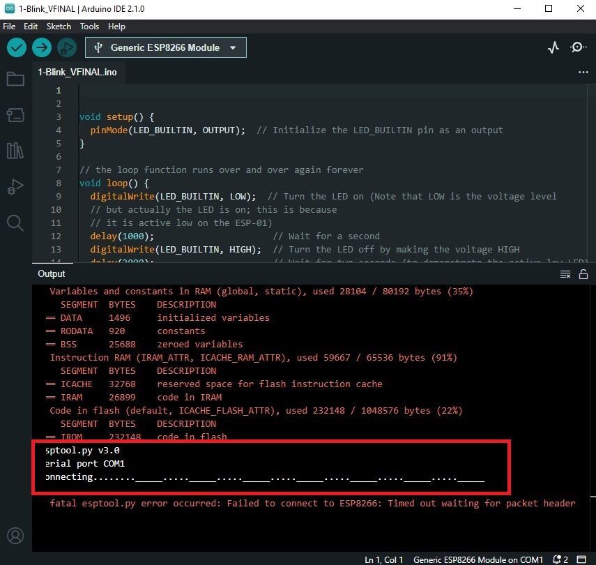 Lighting Up the Onboard LED of the ESP-01 Board
