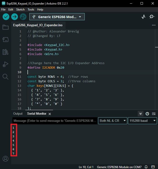ESP8266: Connecting a Keypad via I2C with PCF8574