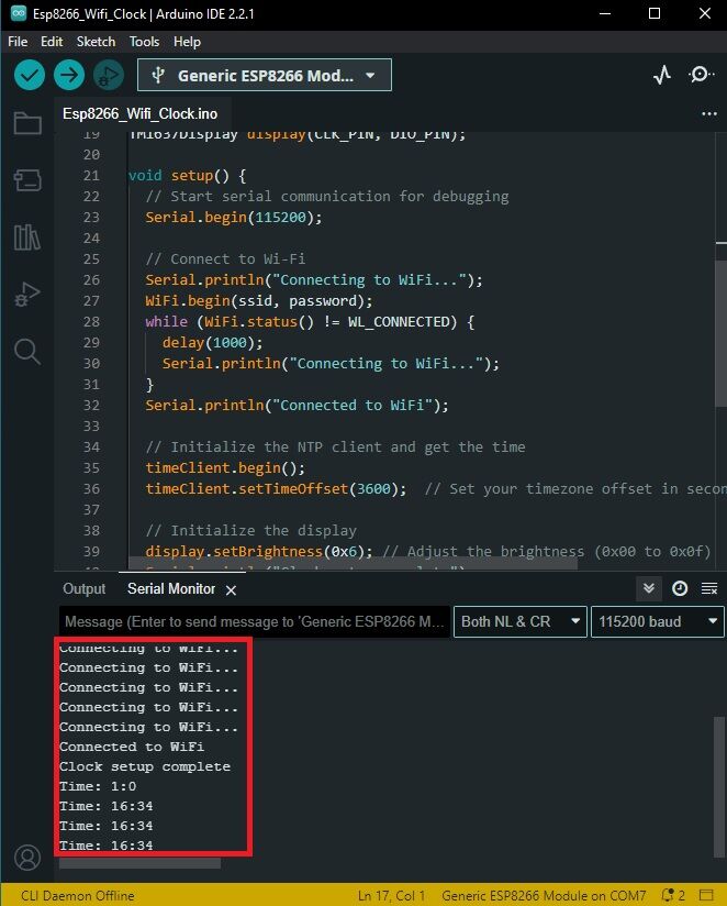 Real-Time Clock with an ESP8266 + TM1637 + NTPClient