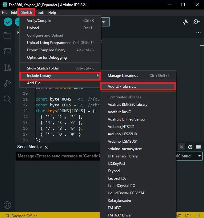 ESP8266: Connecting a Keypad via I2C with PCF8574