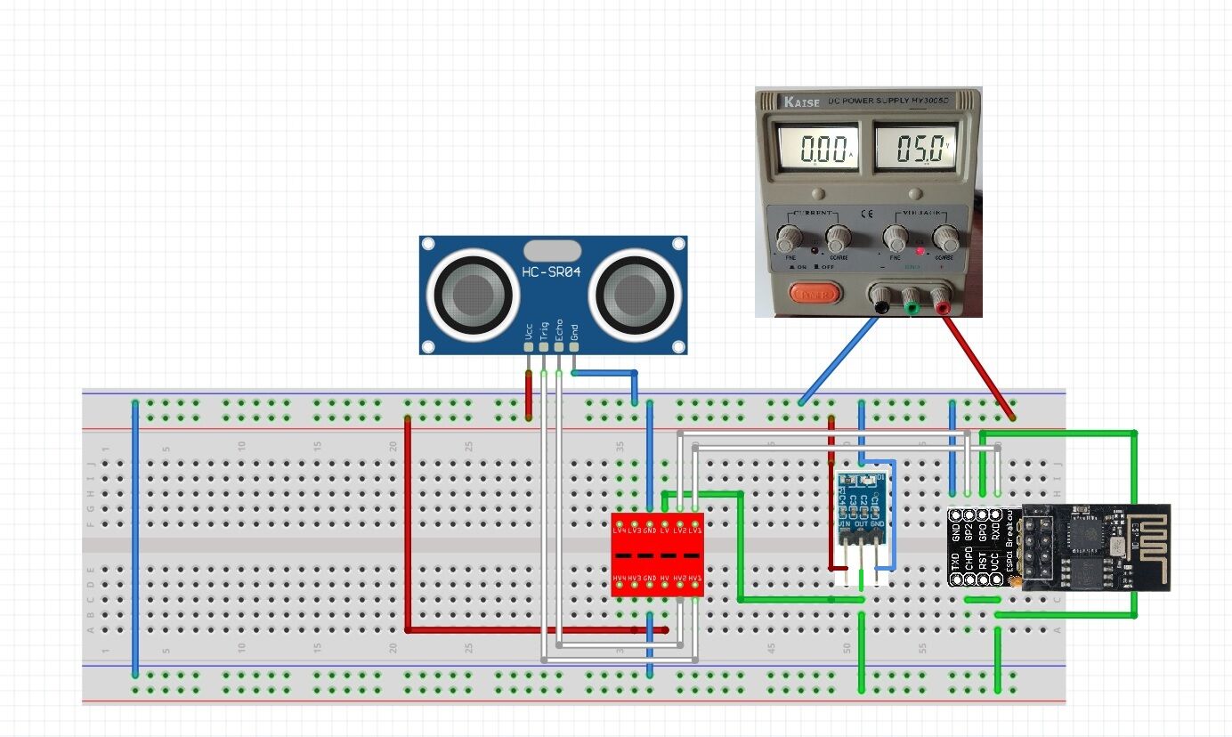 Real-Time Measurement System with ESP01 + HC-SR04