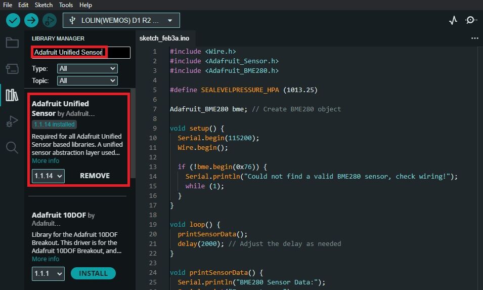 Connecting the BME280 to Wemos D1 Mini
