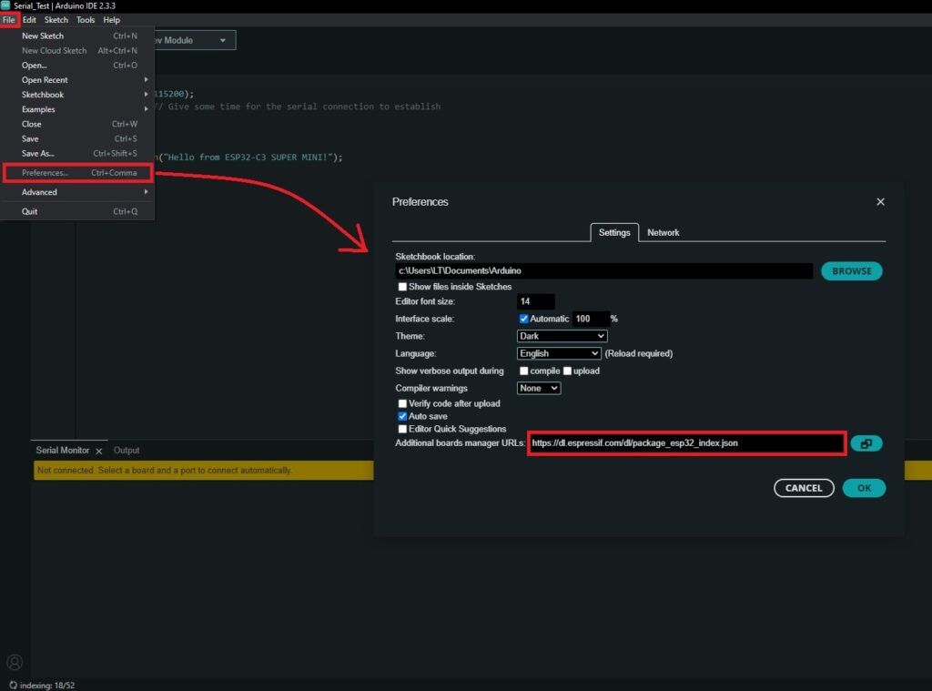 ESP32-C3 Super Mini: Arduino IDE Quick Start Guide