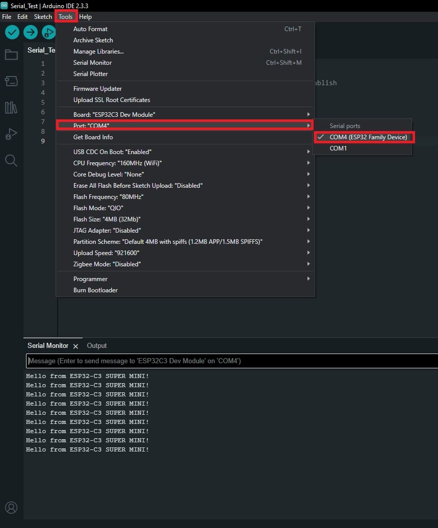 ESP32-C3 Super Mini: Arduino IDE Quick Start Guide